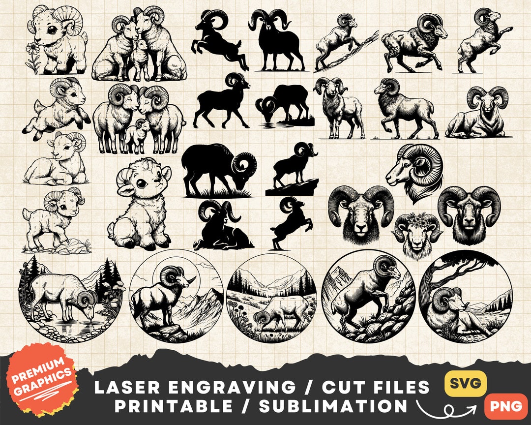 Ram Bighorn Sheep Svg, Ram Svg, Clipart Ram Png Print, Ram Head Svg ...