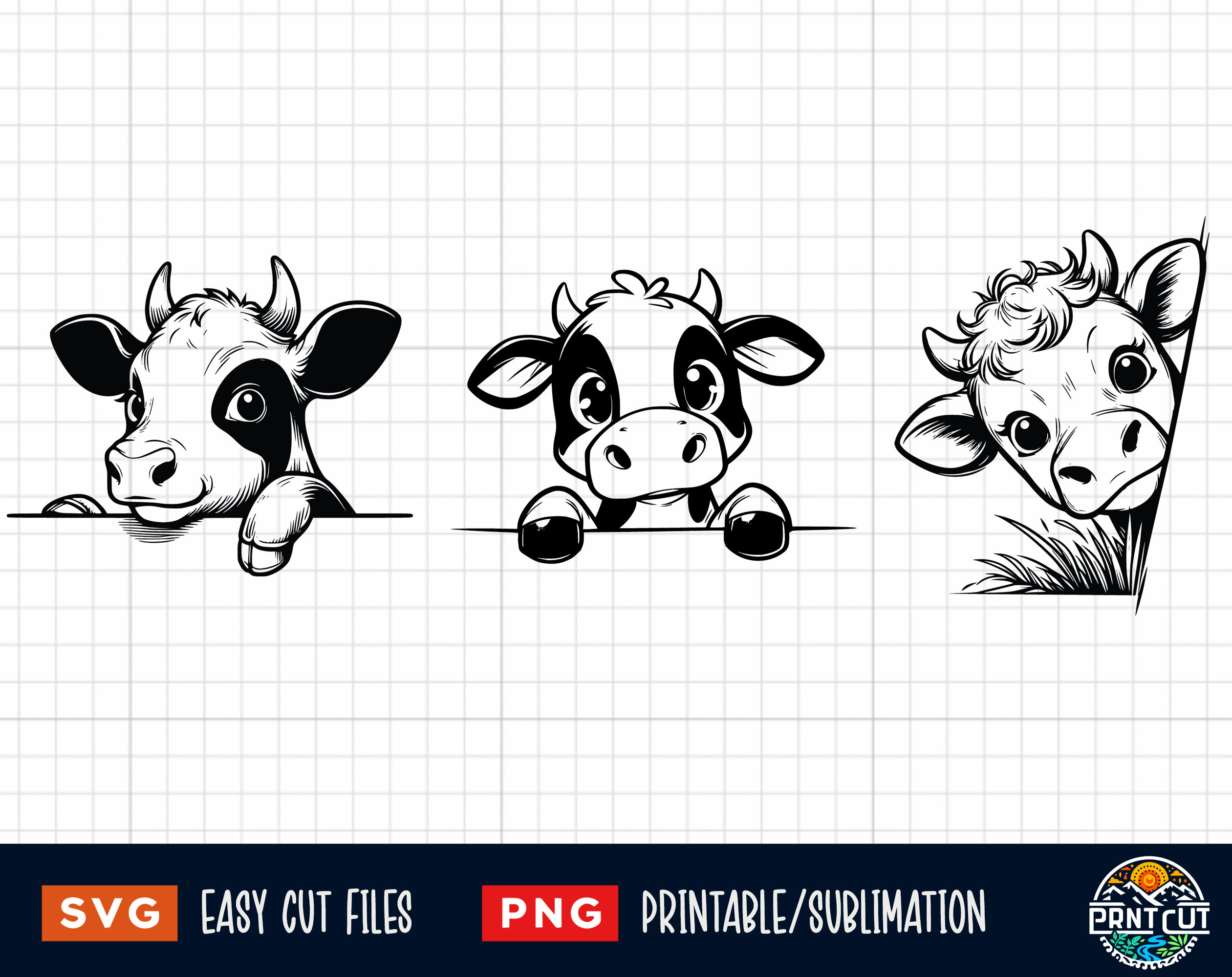Peeking Cow SVG Bundle, Funny Peeking Cow Svg, Cow Head Svg, Cow Face ...