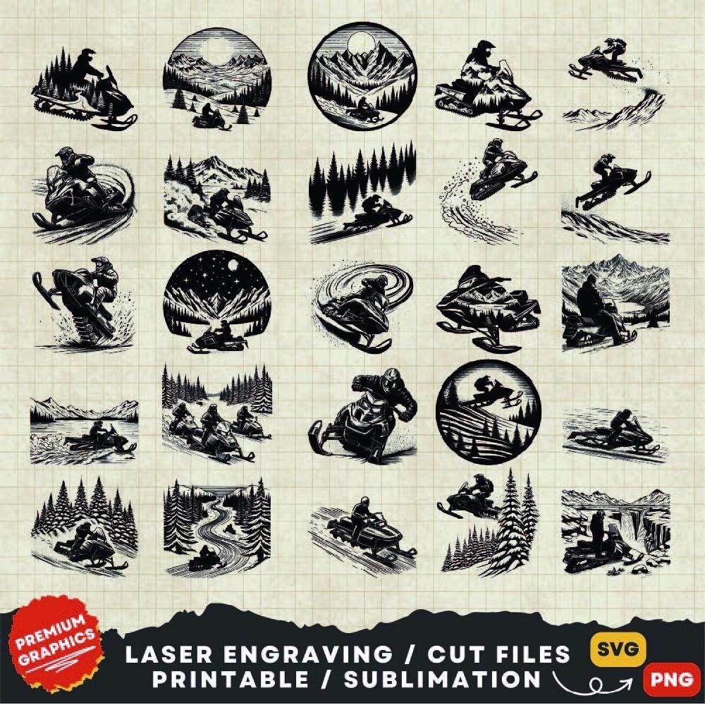 Snowmobile SVG, Snowmobile Rider SVG, Snowmobile Silhouette, Snow Scene ...