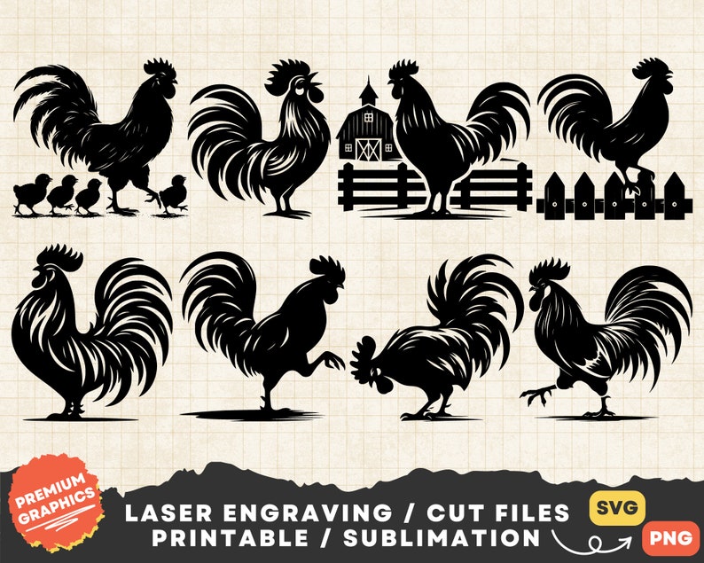 Rooster Svg, Chicken Svg, Rooster Clipart, Rooster Png Print, Rooster ...