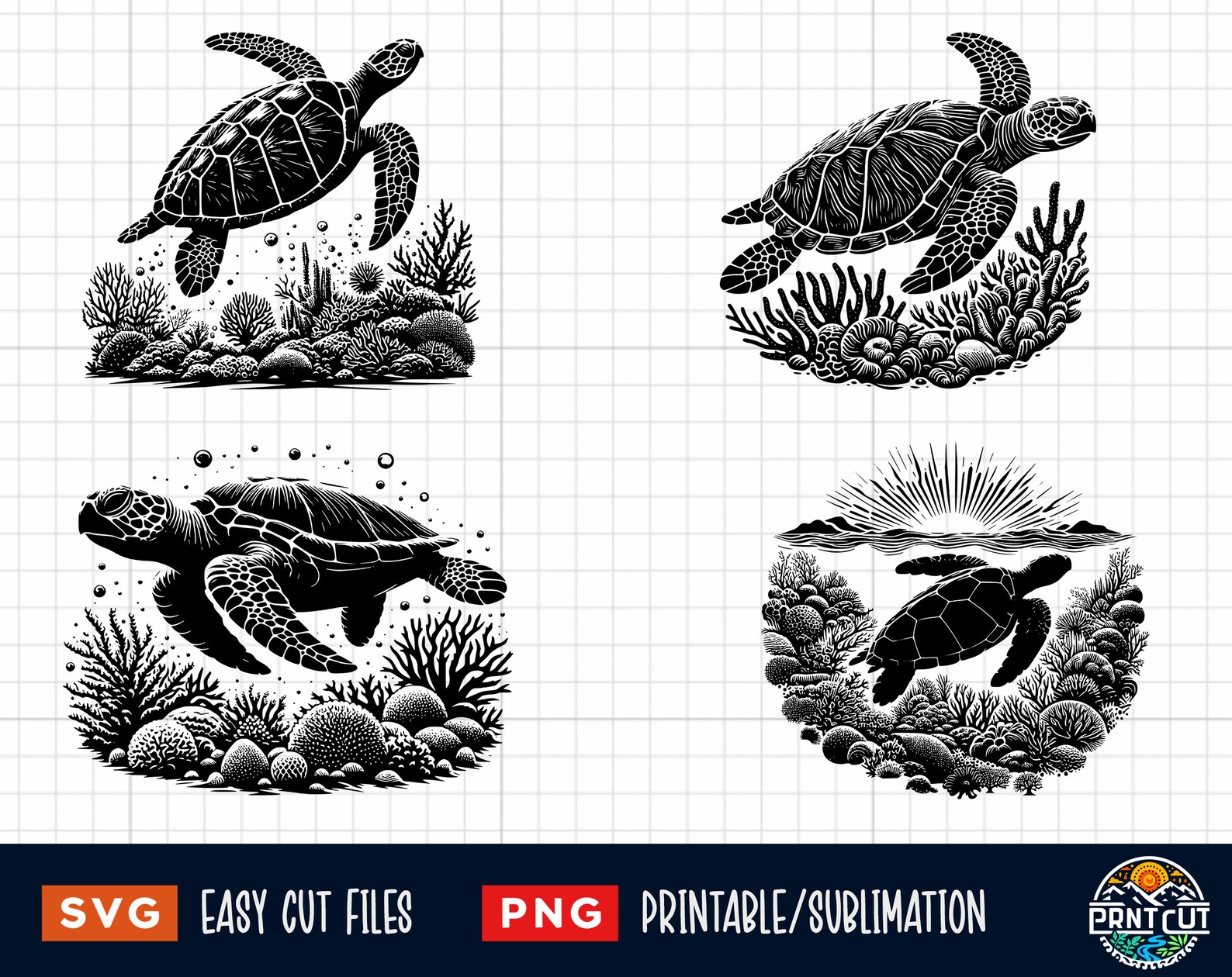 9 Sea Turtles Svg Png Bundle, Sea Turtle Svg, Underwater Svg, Tortoise ...