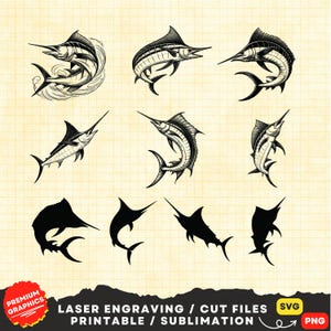 Marlin Svg Bundle, Marlin Fish Svg, Marlin Fish Clipart, Marlin Fish ...