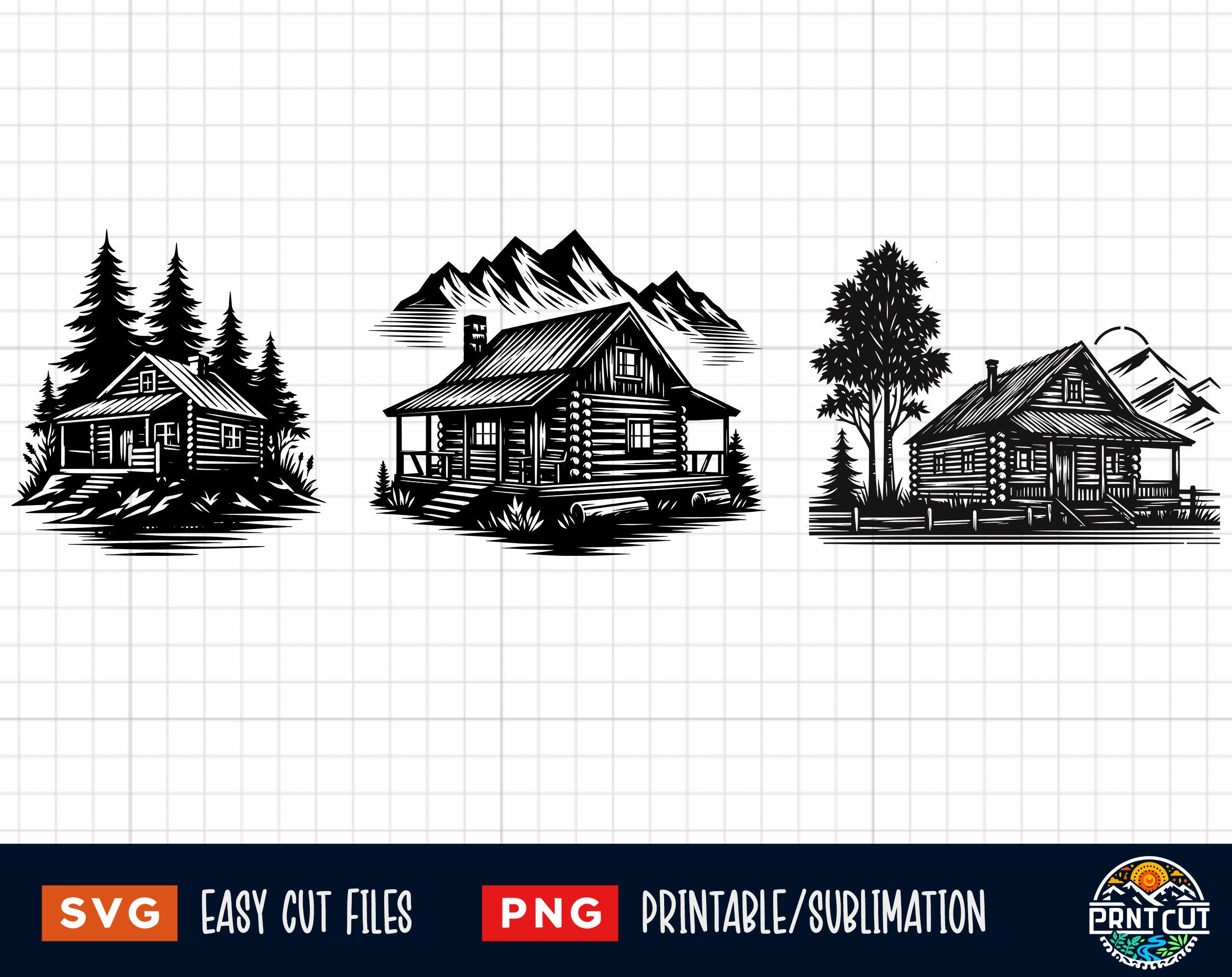 15 Log Cabin Svg Png Bundle, Mountain House Svg, Wood House Svg, House ...