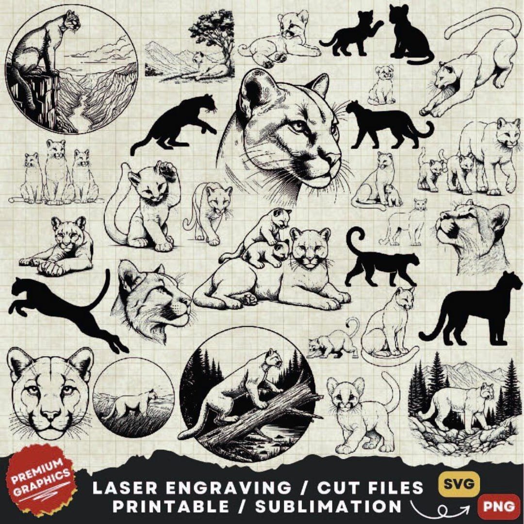 30 Puma SVG Bundle, Puma Svg, Panther Svg, Mountain Lion Svg, Cougar ...