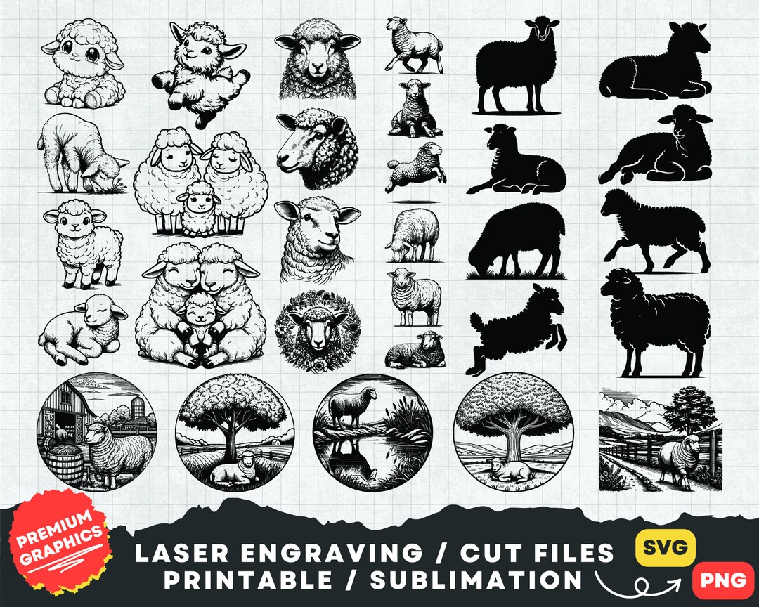 Sheep Svg Bundle, Lamb Svg, Sheep Png Clipart, Lamb Sheep Head Svg ...