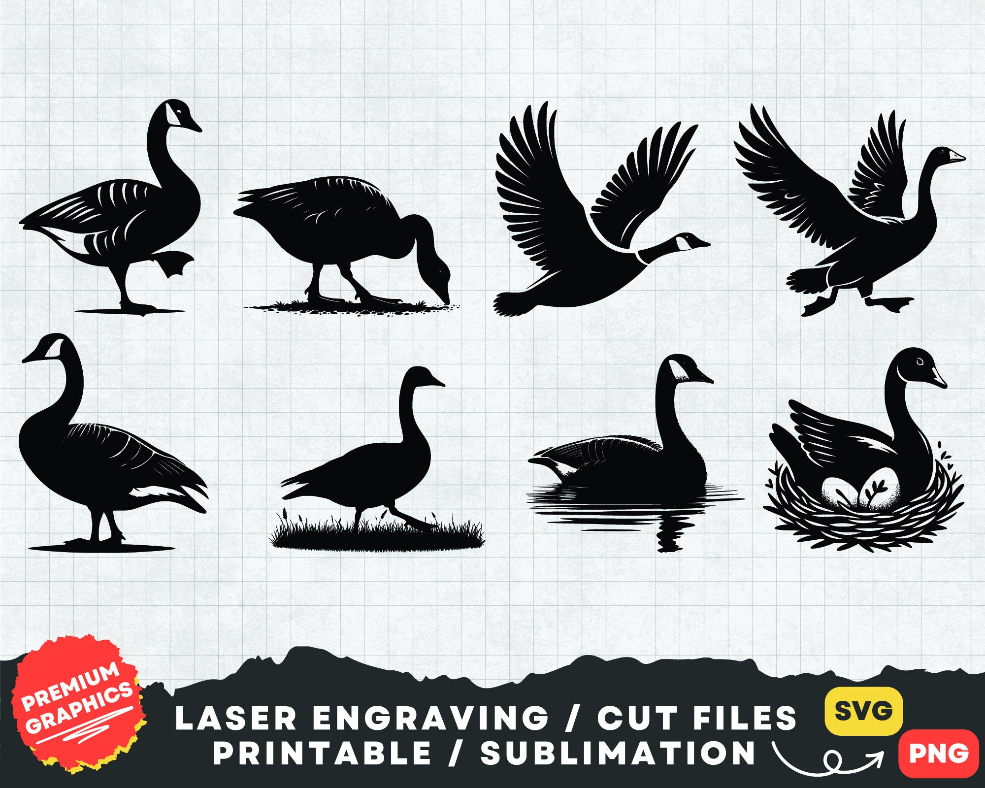 Goose Svg Bundle, Goose Svg, Gosling Svg, Goose Clipart Png, Goose Head ...
