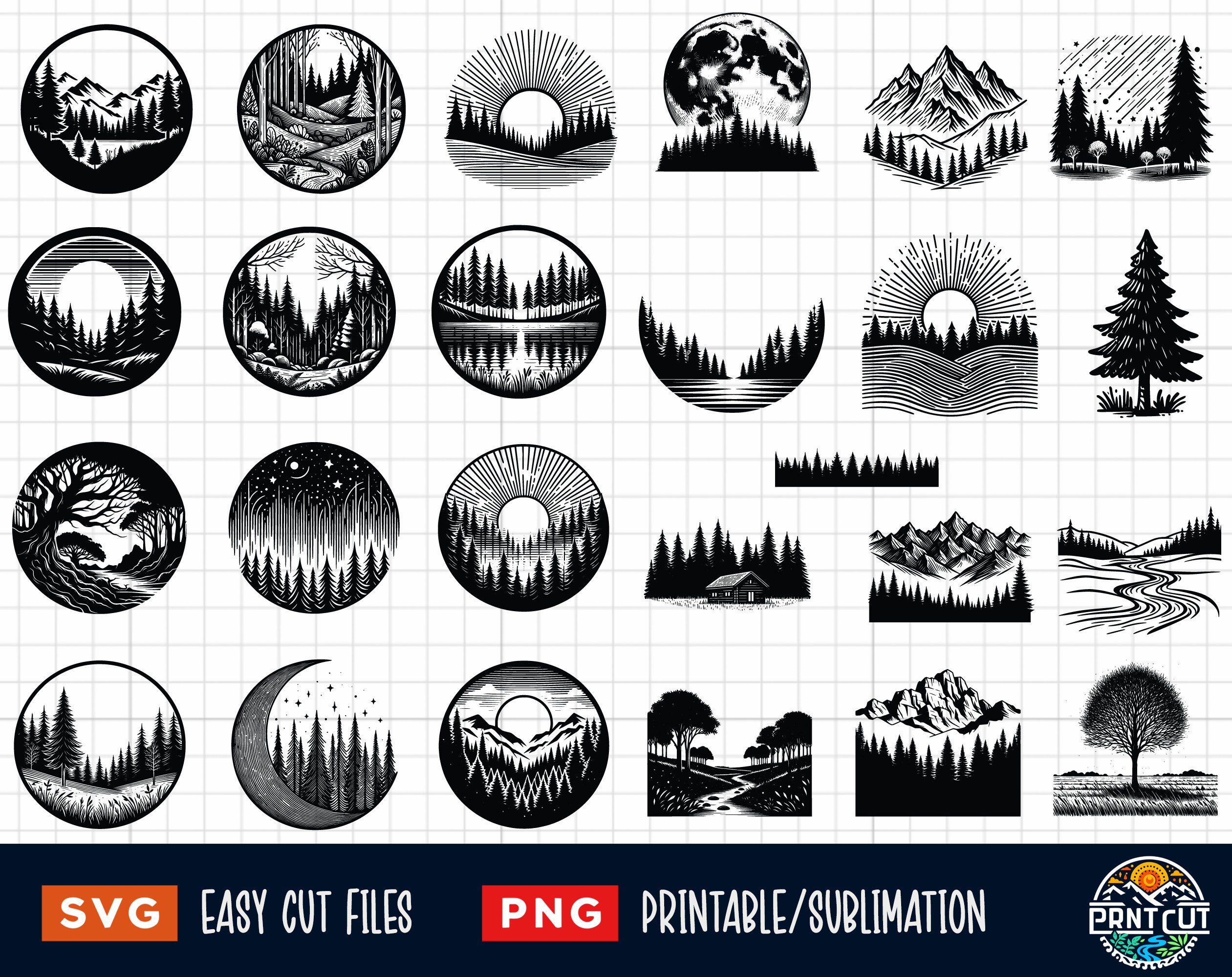 25 Forest Scene Svg Png, Forest Svg, Forest Laser Files, Forest Sunset ...