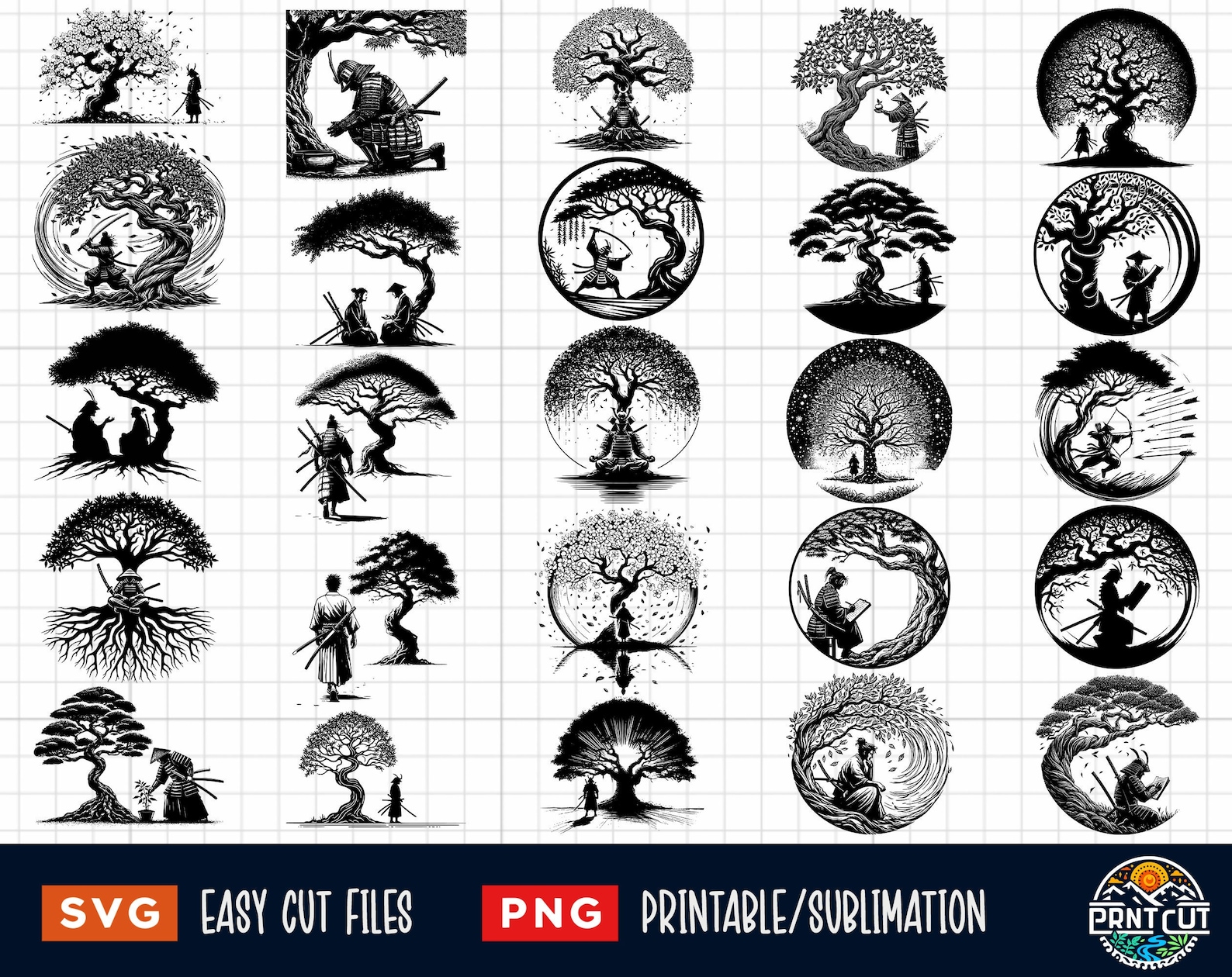 25 Samurai Tree of Life SVG PNG Bundle, Laser Cut Tree of Life Svg ...