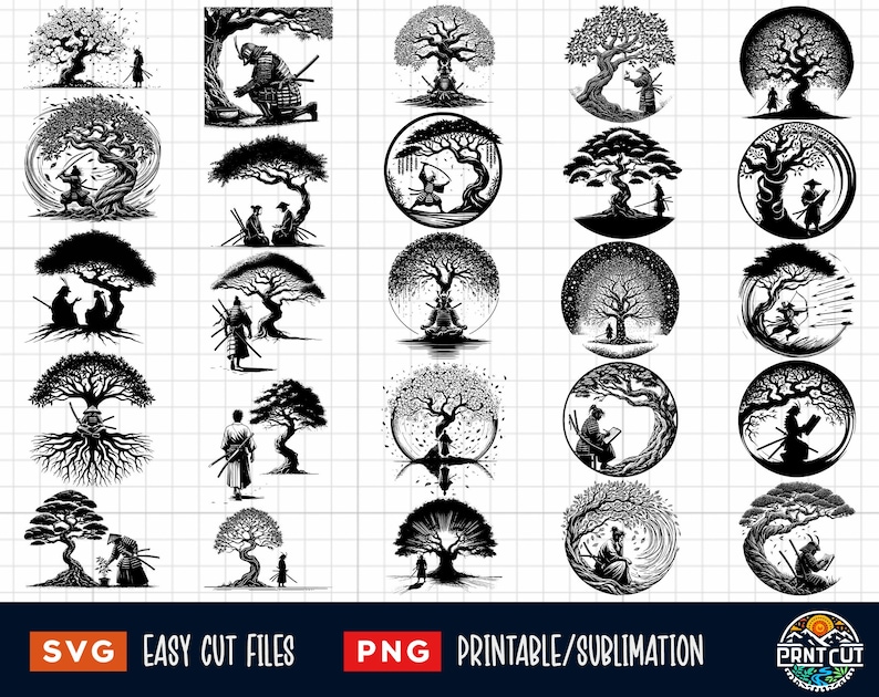 25 Samurai Tree of Life SVG PNG Bundle, Laser Cut Tree of Life Svg ...