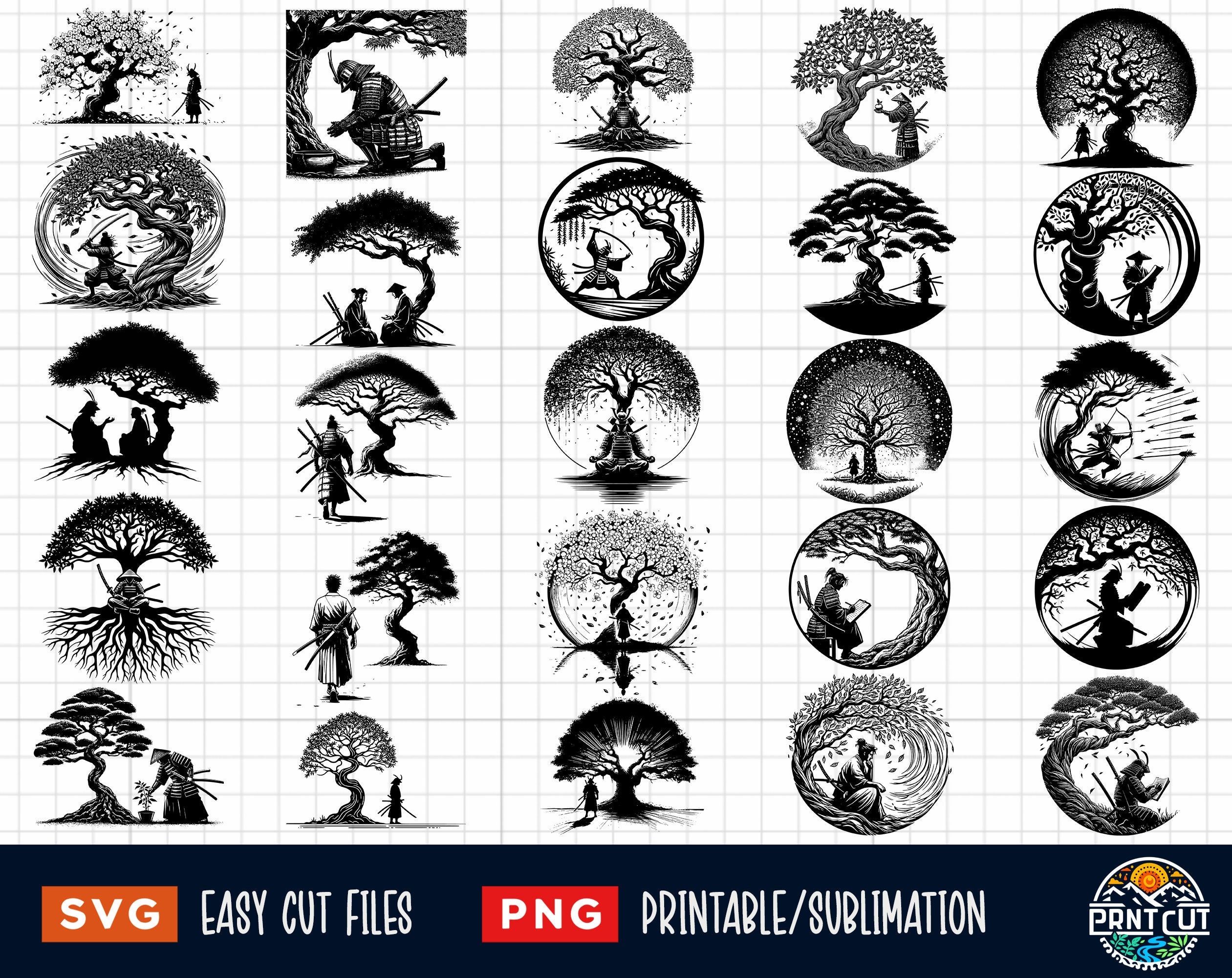 25 Samurai Tree of Life SVG PNG Bundle, Laser Cut Tree of Life Svg ...