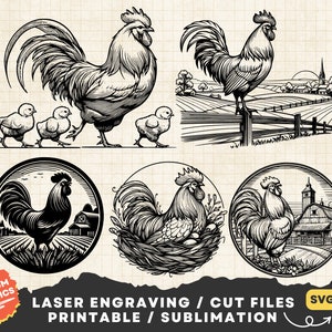 Rooster Svg, Chicken Svg, Rooster Clipart, Rooster Png Print, Rooster ...