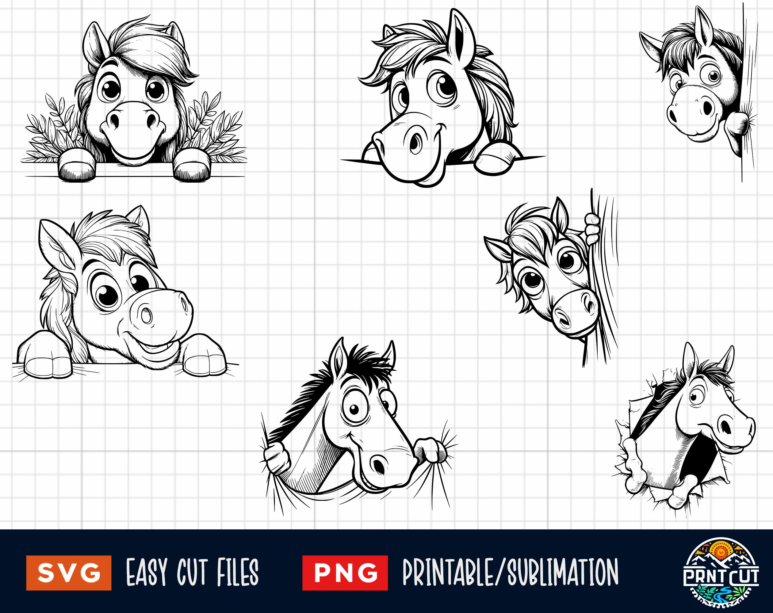 Peeking Horse SVG Bundle, Funny Peeking Horse Svg, Horse Head Svg ...