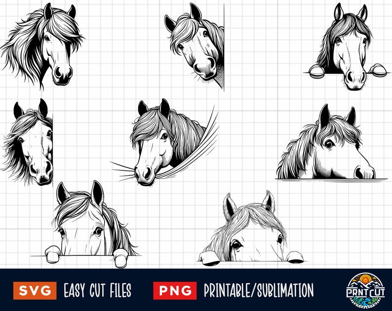 Peeking Horse SVG Bundle, Funny Peeking Horse Svg, Horse Head Svg ...