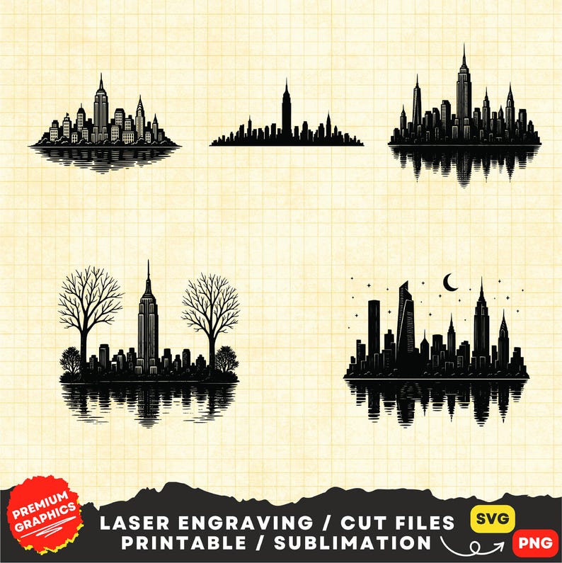 New York Skyline Silhouette, Line Drawing, NYC Svg Png, Manhattan Svg ...