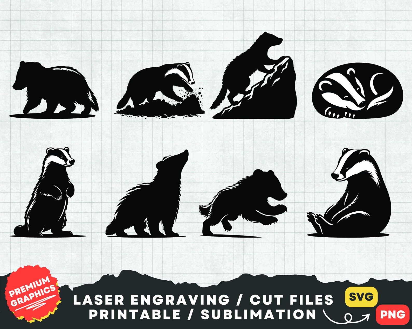 30 Badger Svg Bundle, Cute Badger Svg, Badger Png Clipart, Badger Laser ...