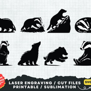 30 Badger Svg Bundle, Cute Badger Svg, Badger Png Clipart, Badger Laser ...