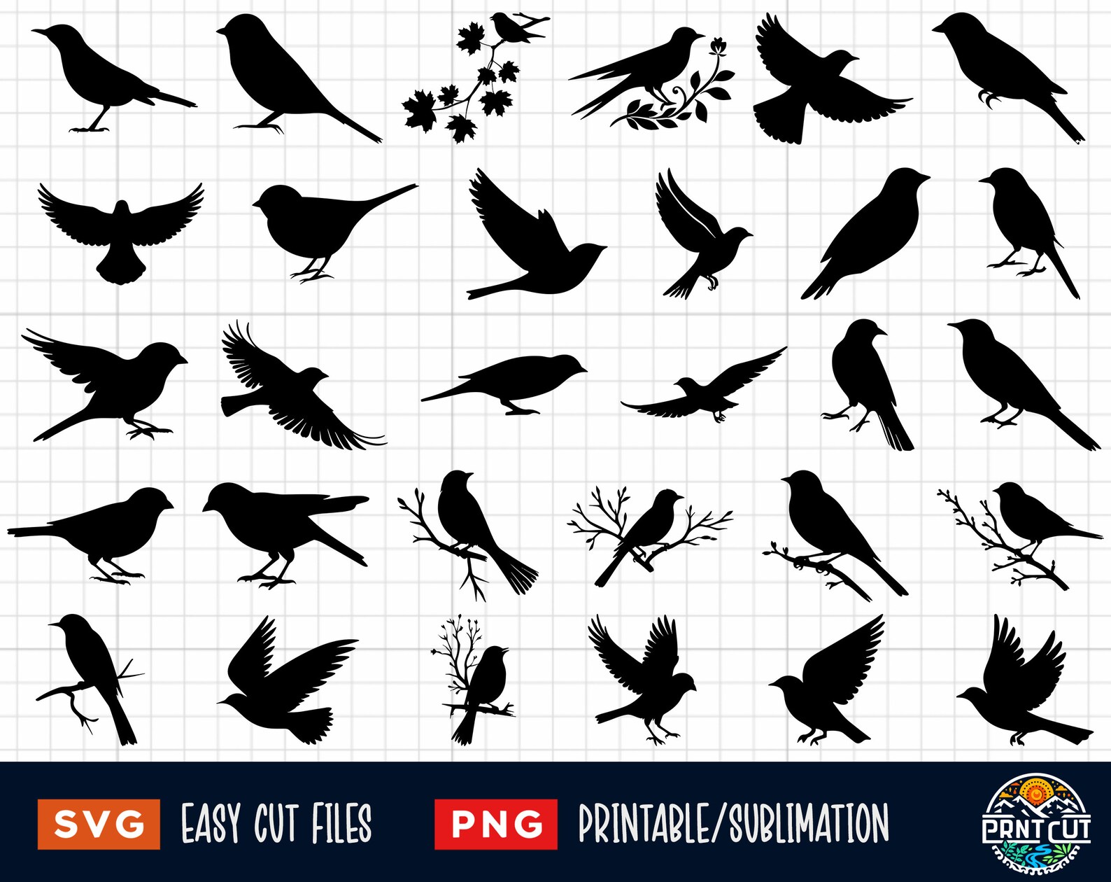 30 Vögel SVG-Bundle, Vogel geschnitten Datei, Vogel Png, Vögel ...