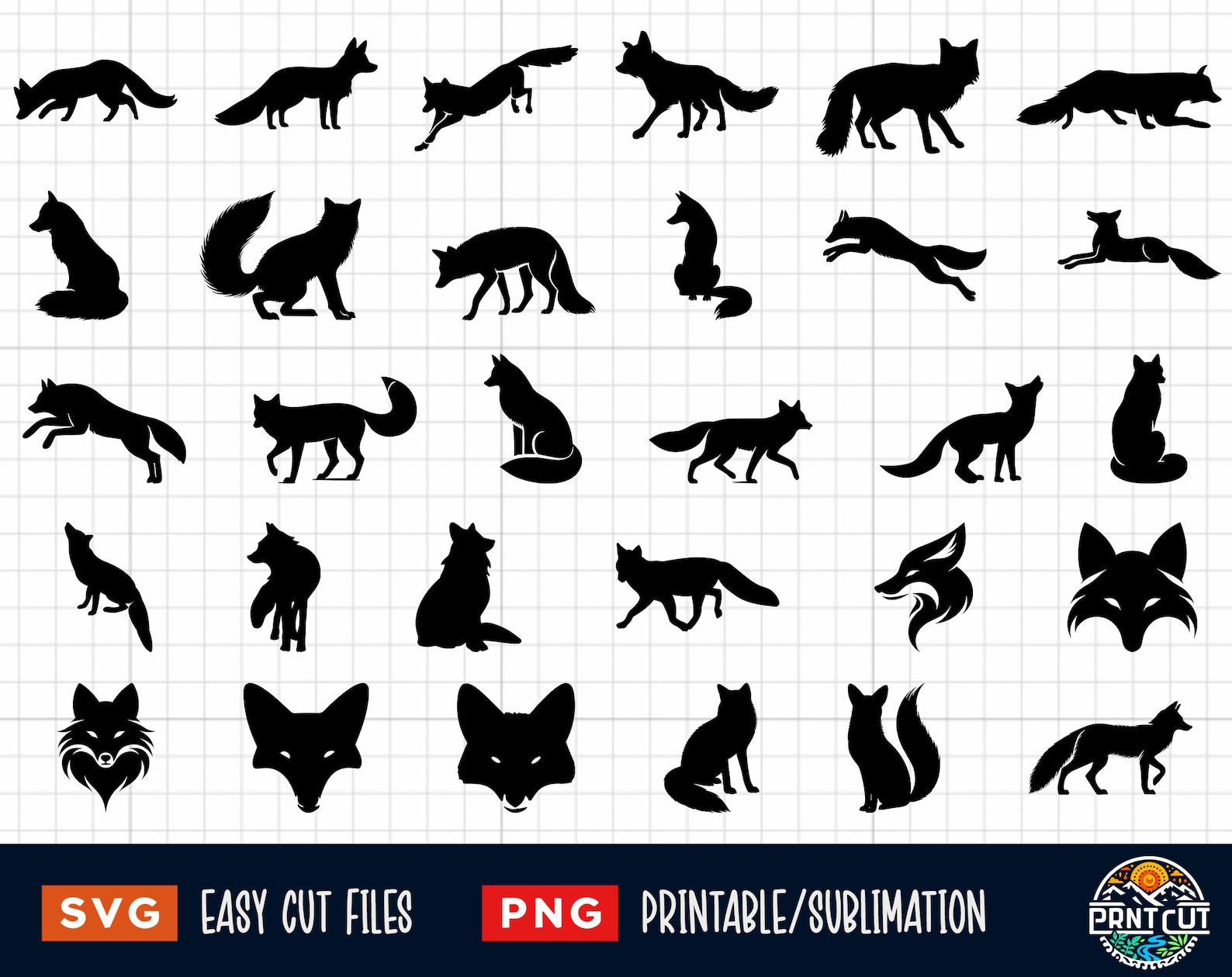 30 Fox SVG Bundle, Fox Svg, Fox Png, Foxes Svg Png, Fox Cut File, Fox ...