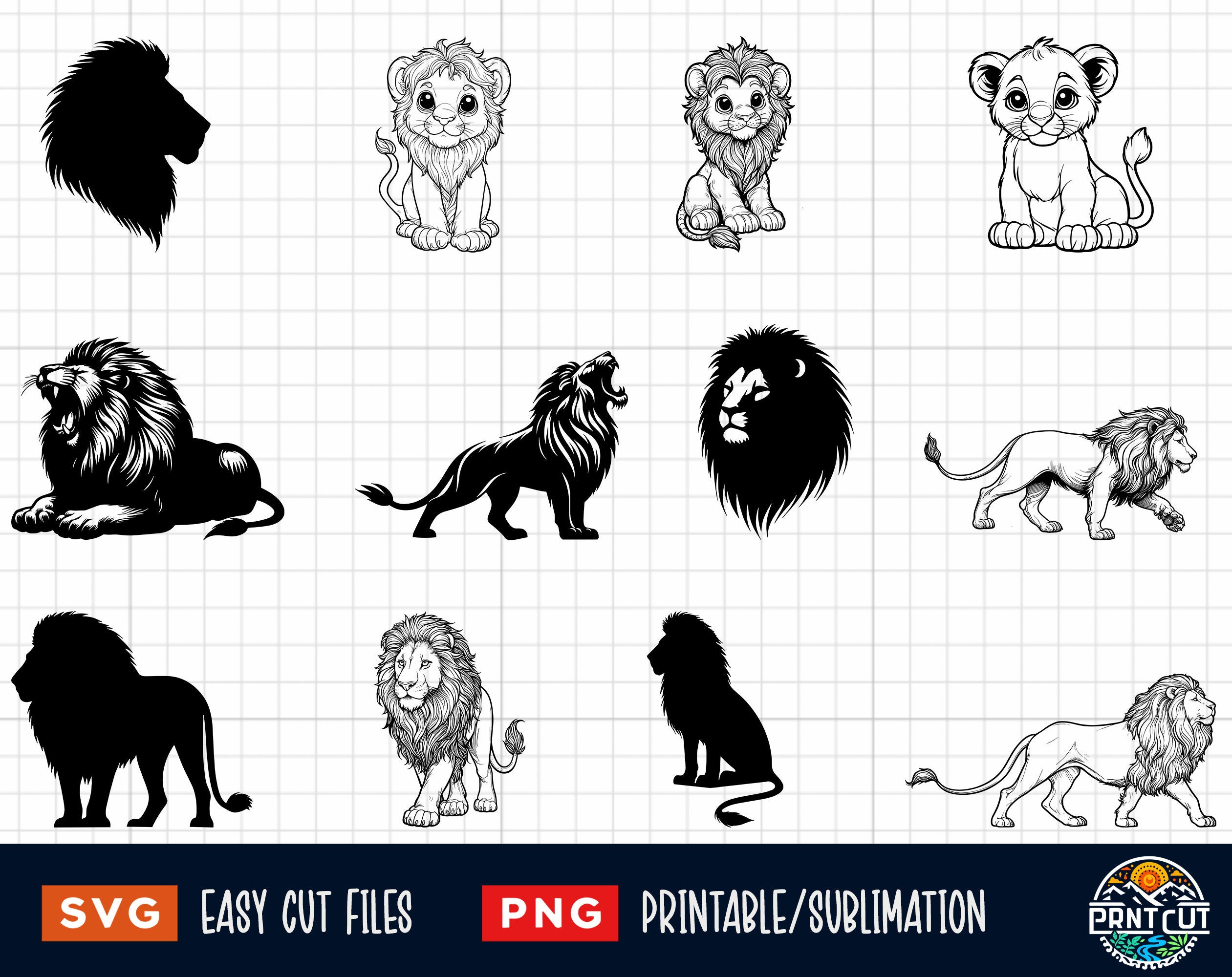 30 Lion SVG Bundle, Lion Svg, Lion Png, Lion Head Svg Png, Lion Cut ...
