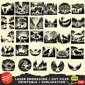82 Forest Scene Svg Png, Forest Landscape SVG, Forest Laser Files ...