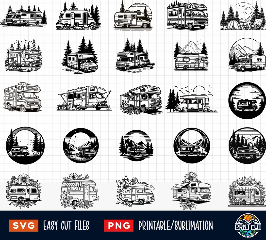 25 Camping SVG Bundle, Camping Svg, Camper Caravan SVG, Camping Png ...