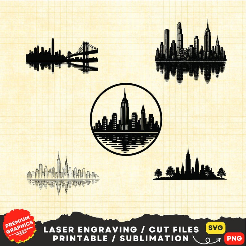 New York Skyline Silhouette, Line Drawing, NYC Svg Png, Manhattan Svg ...