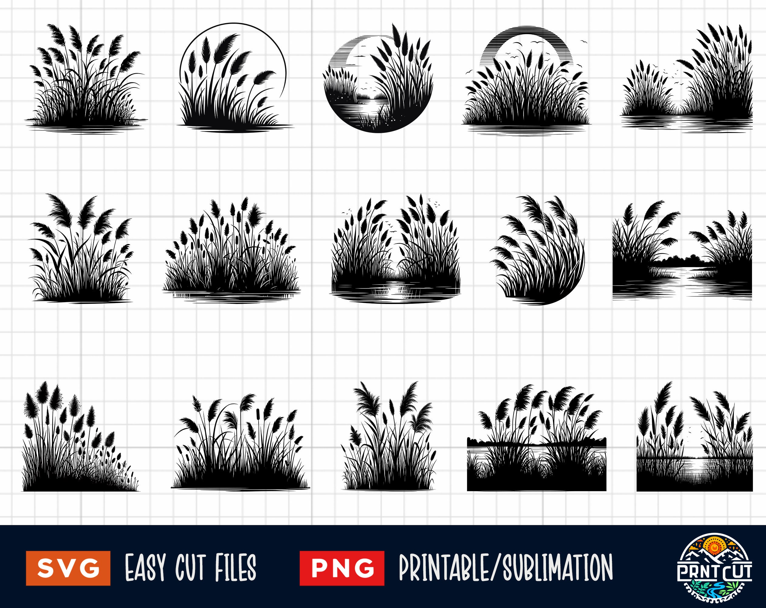 15 Grass Reeds SVG Bundle, Cattail Svg, Wild Grass Svg, Grass Reed ...