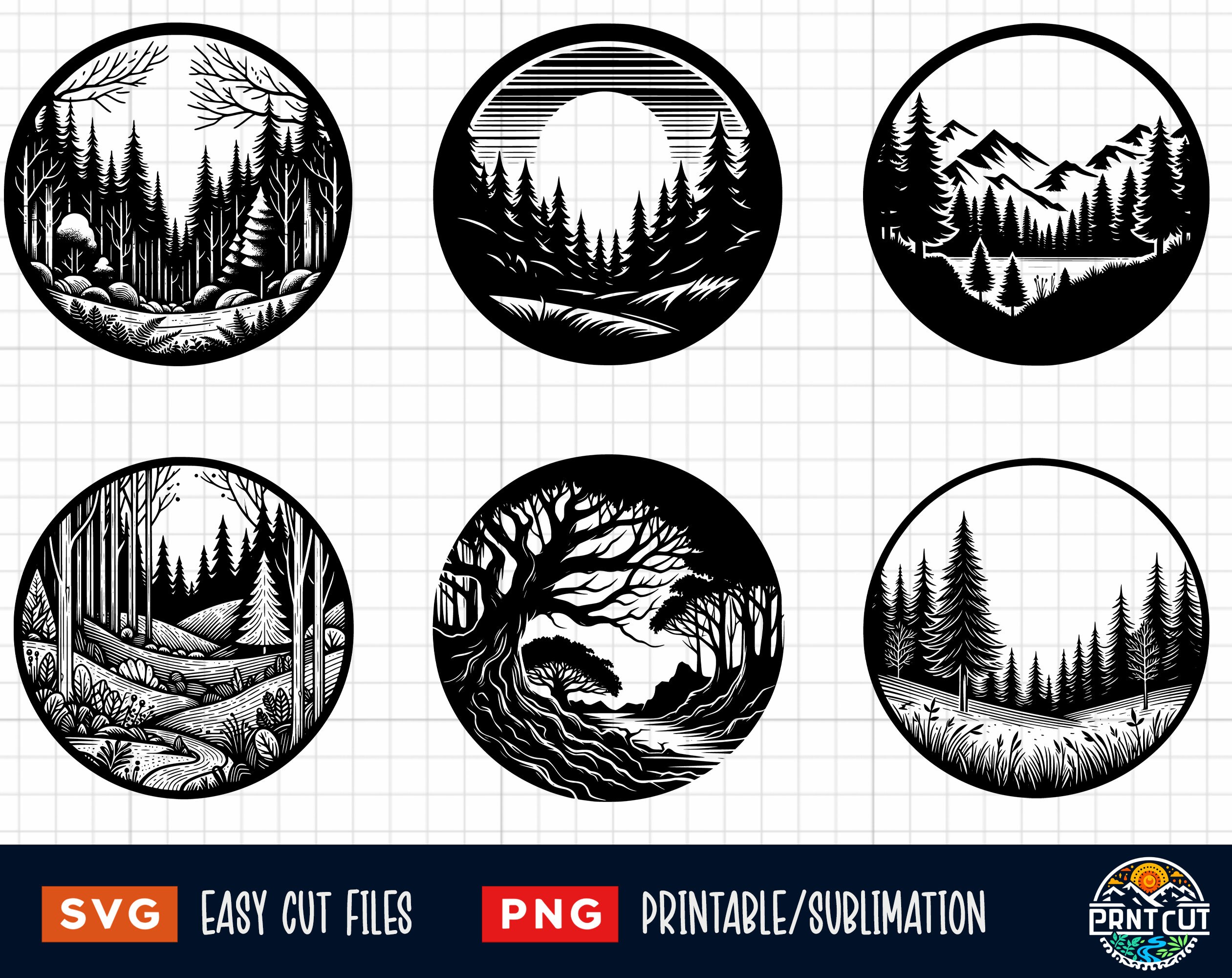 25 Forest Scene Svg Png, Forest Svg, Forest Laser Files, Forest Sunset ...