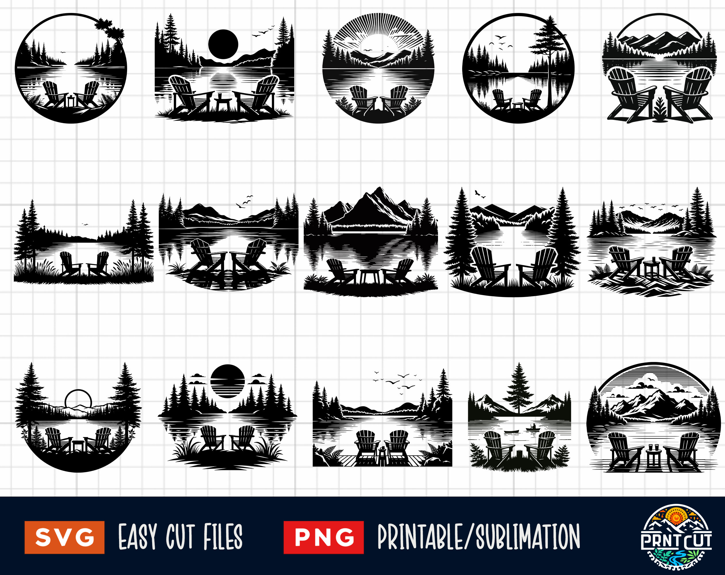15 Lake View SVG Bundle, Lake ADIRONDACK Chair Svg, Lake View Chair Svg ...