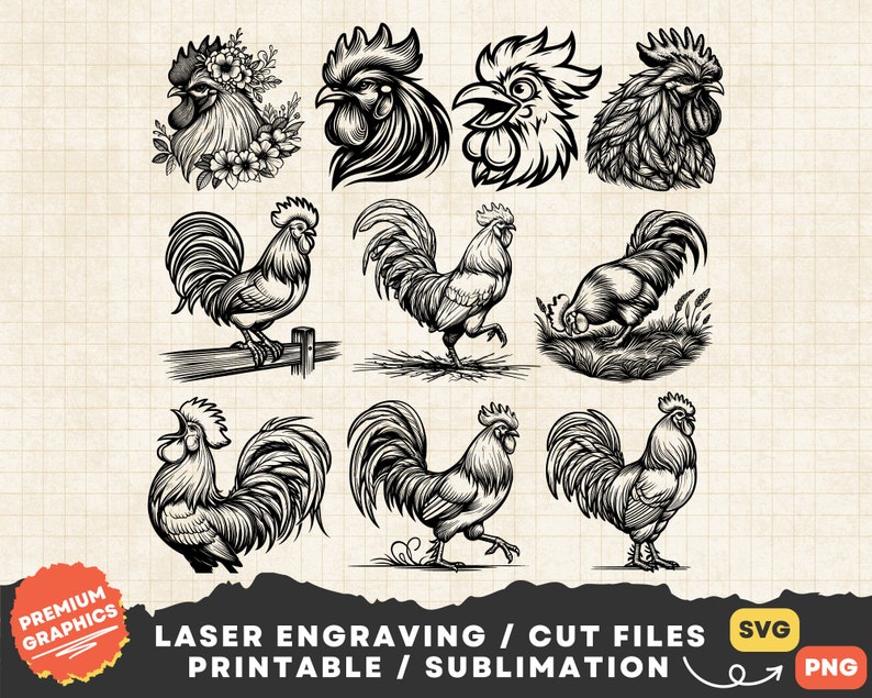 Rooster Svg, Chicken Svg, Rooster Clipart, Rooster Png Print, Rooster ...