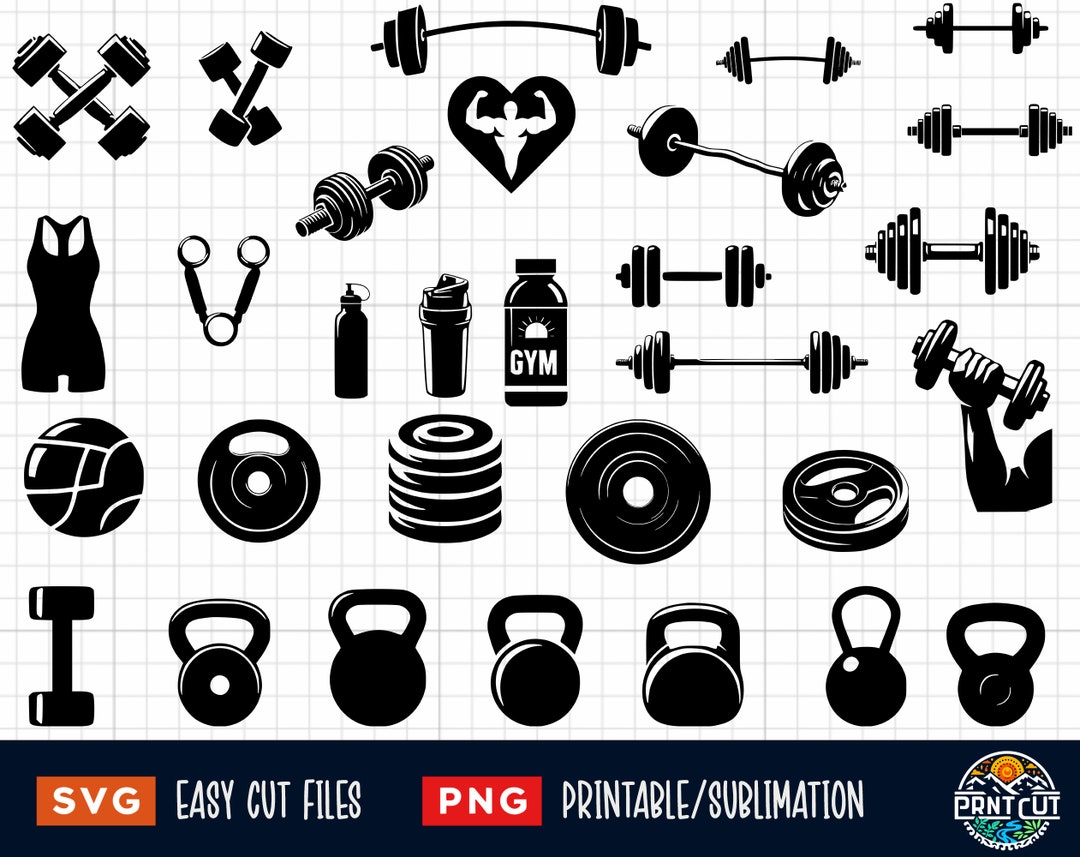 15 Dumbbells Gym SVG Png Bundle, Gym Svg, Weightlifting Svg, Gym Cut ...