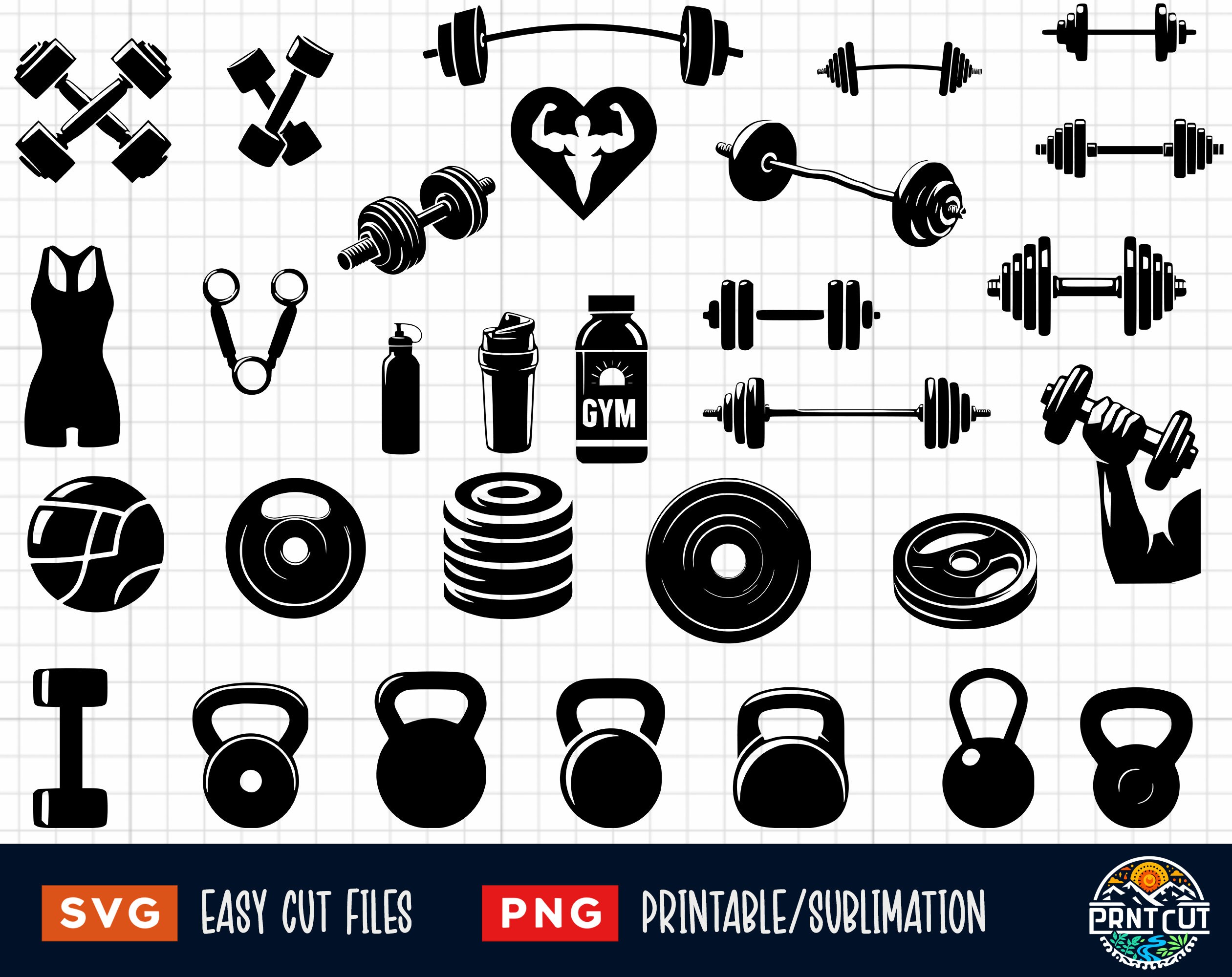 15 Gym SVG Bundle, Gym Svg, Dumbbells Svg, Weightlifting Svg, Gym Cut ...