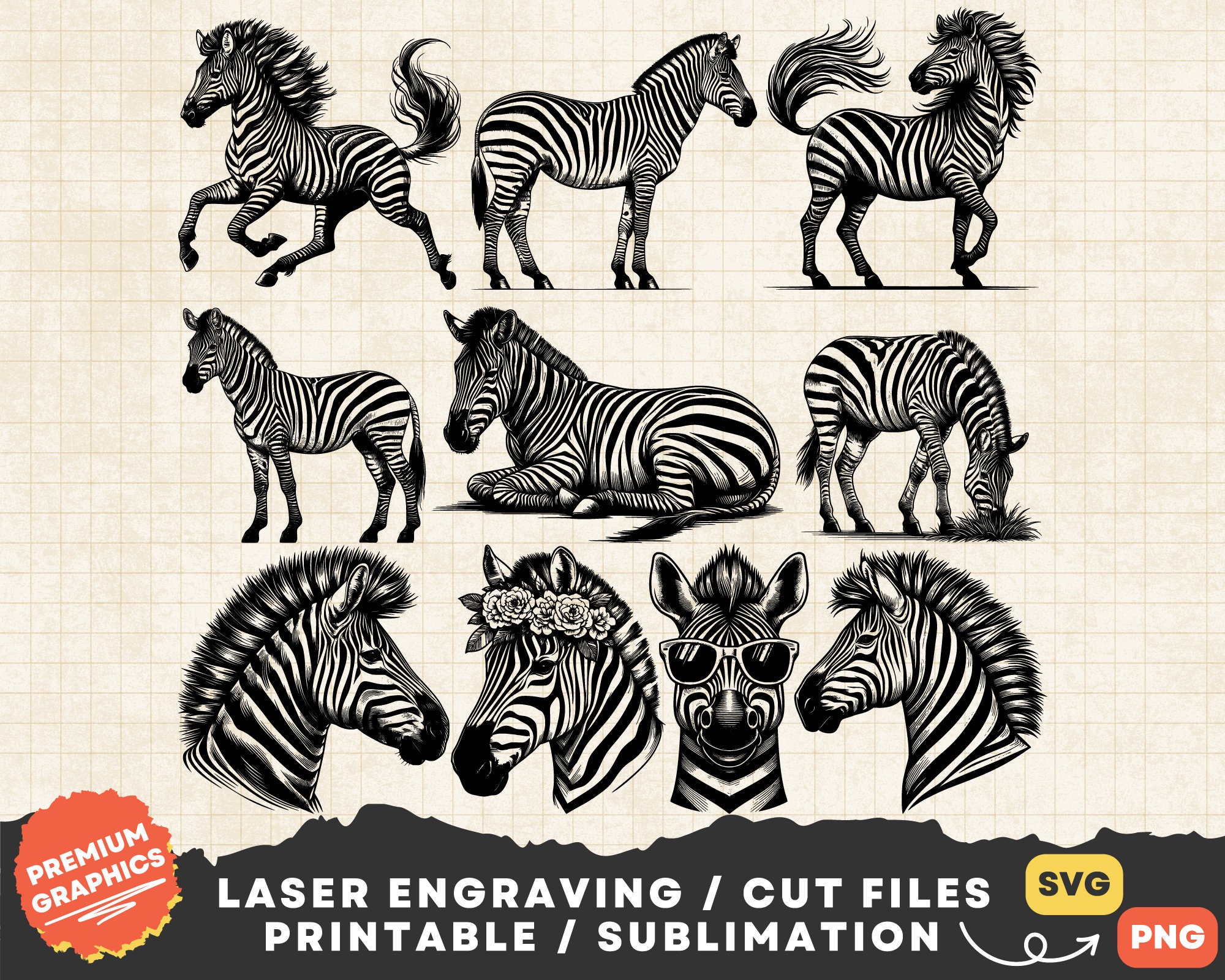 Zebra Svg Bundle, Zebra Svg, Clipart Zebra Png Print, Zebra Head Svg ...