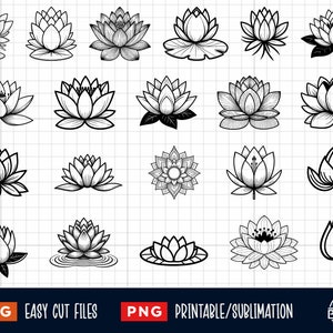 30 Lotus Svg Bundle, Lotus Svg, Lotus Png, Lotus Flower Svg Png, Lotus ...