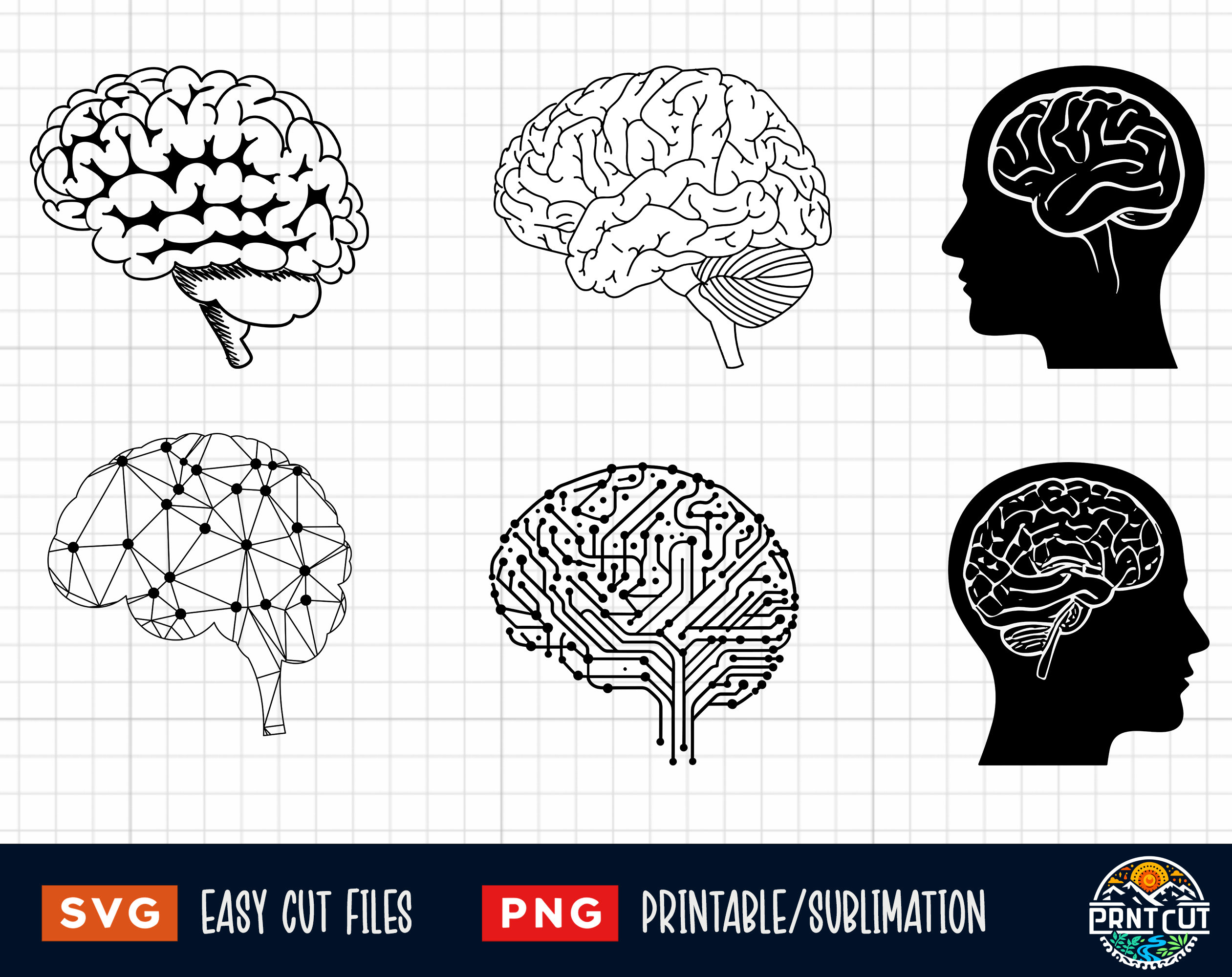 15 Brains Bundle Brain Svg Brain Png Brains Svg Png Brain - Etsy