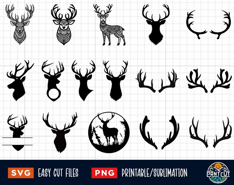 40 White Tail Deer SVG Bundle, Deer Svg, Deer Png, Deer Head Svg Png ...