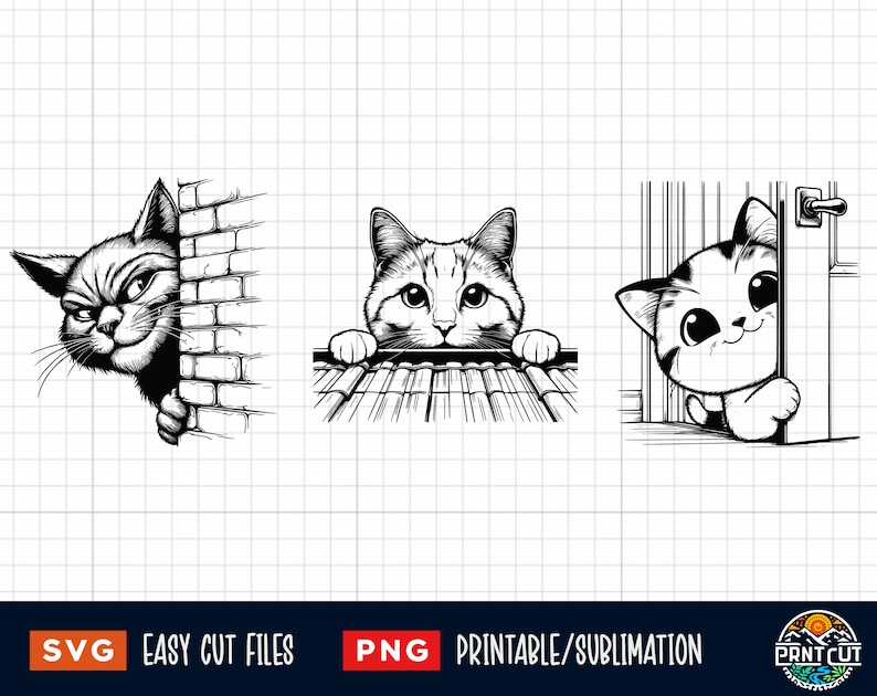 Peeking Cat SVG Bundle, Peeking Cat Svg, Cat Head Svg, Peeking Kitten ...