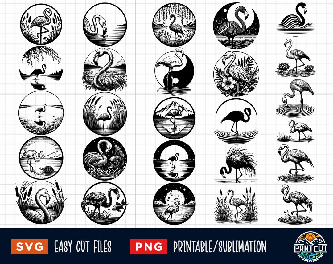 26 Flamingo Scene Svg Png Bundle, Flamingo Lake Svg, Flamingo Scene ...