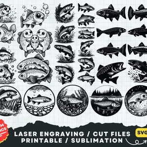 Trout Svg Bundle, Trout Fish Svg, Trout Fishing Svg, Clipart Trout Png ...
