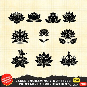 60 Lotus Svg Bundle, Lotus Svg, Lotus Png, Lotus Flower Svg Png, Lotus ...