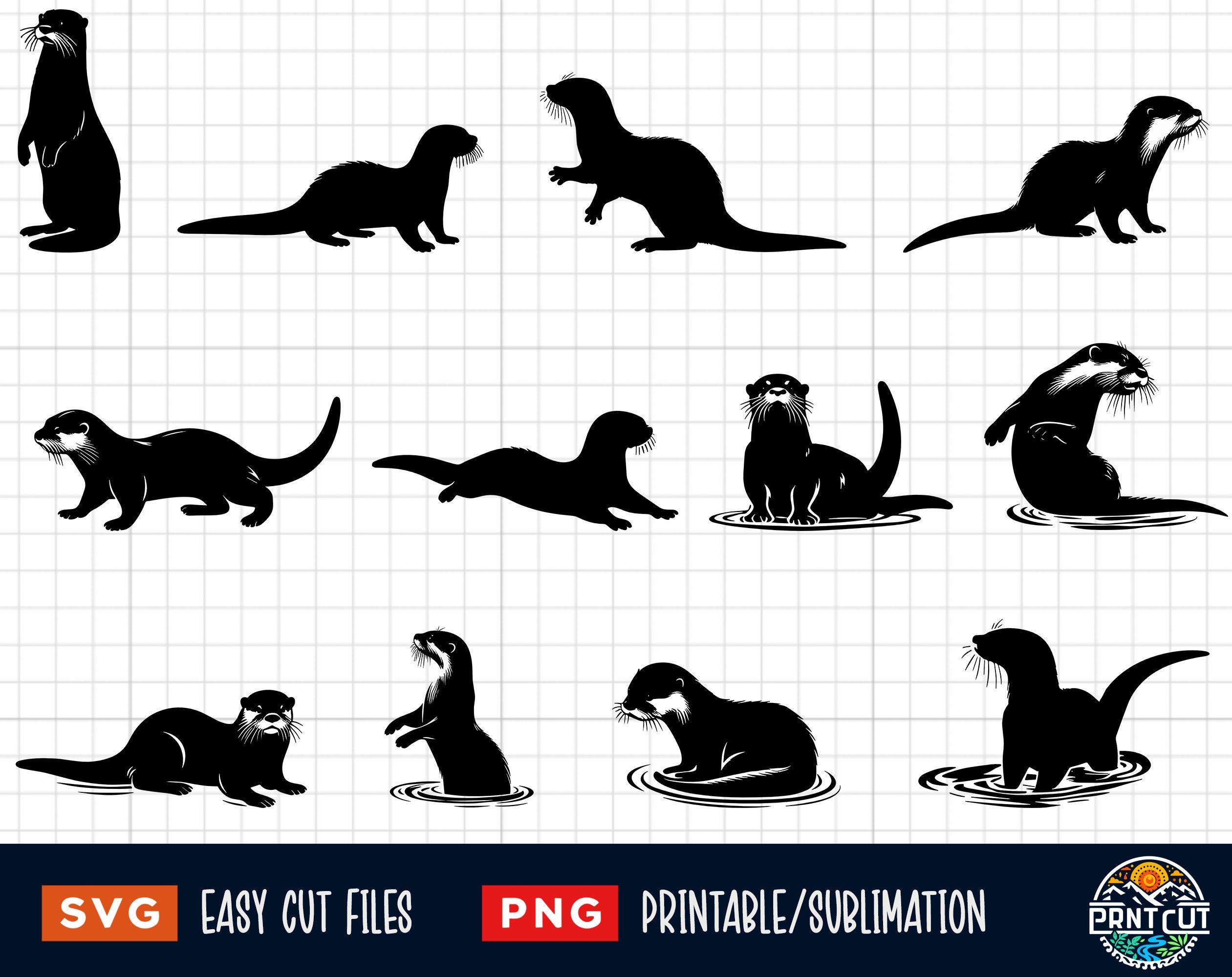 15 Otter Svg Png Bundle, Otter Svg, Otter Clipart Png, Otter Silhouette ...