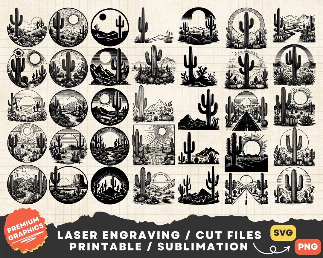Desert Scene SVG Bundle, Desert Svg, Desert Cactus Svg, Cactus Scene ...