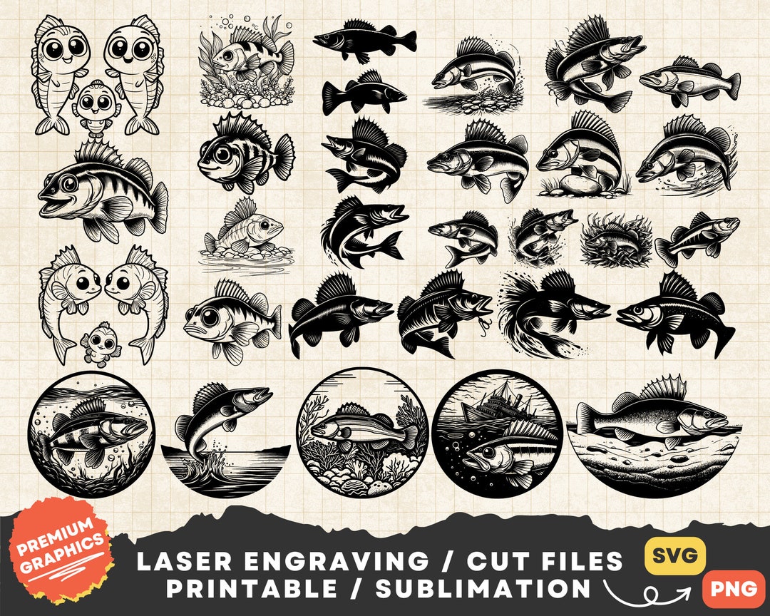 Walleye Pickerel Dore Svg Bundle, Walleye Svg, Fishing Svg, Clipart ...