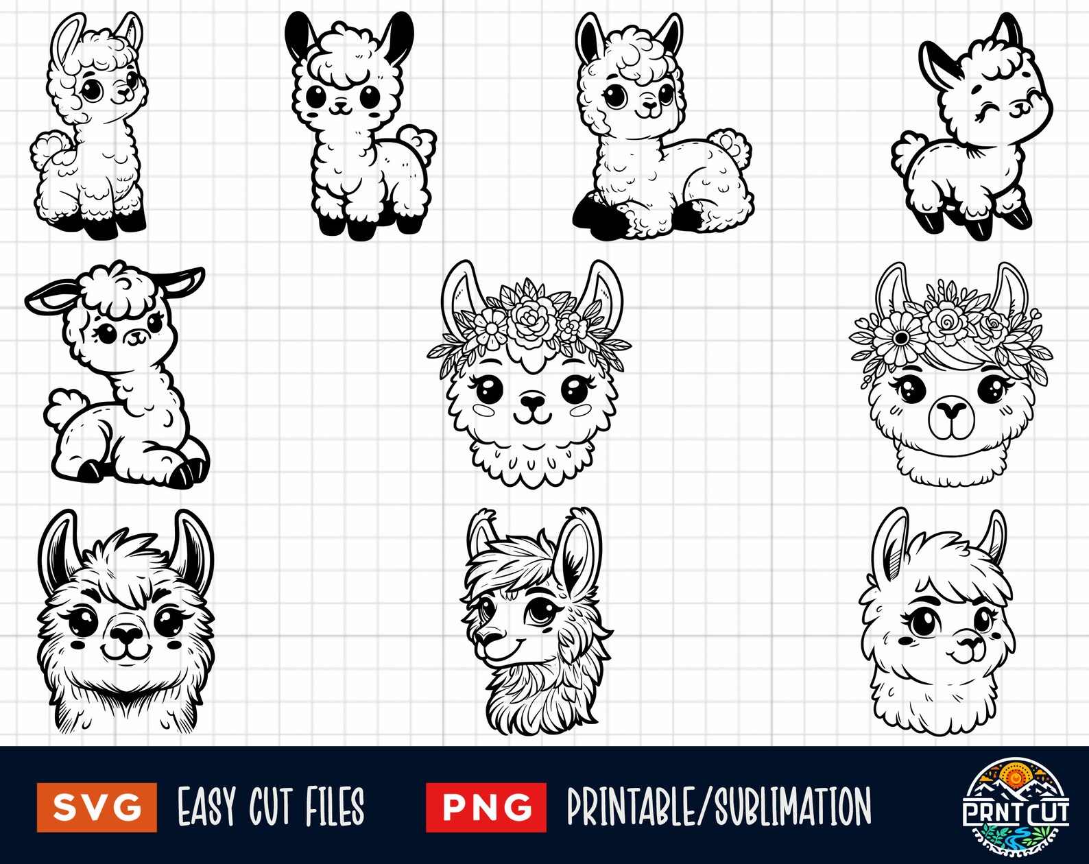 30 Llama Svg Png Bundle, Llama Svg, Baby Lama Svg, Llama Family Svg ...