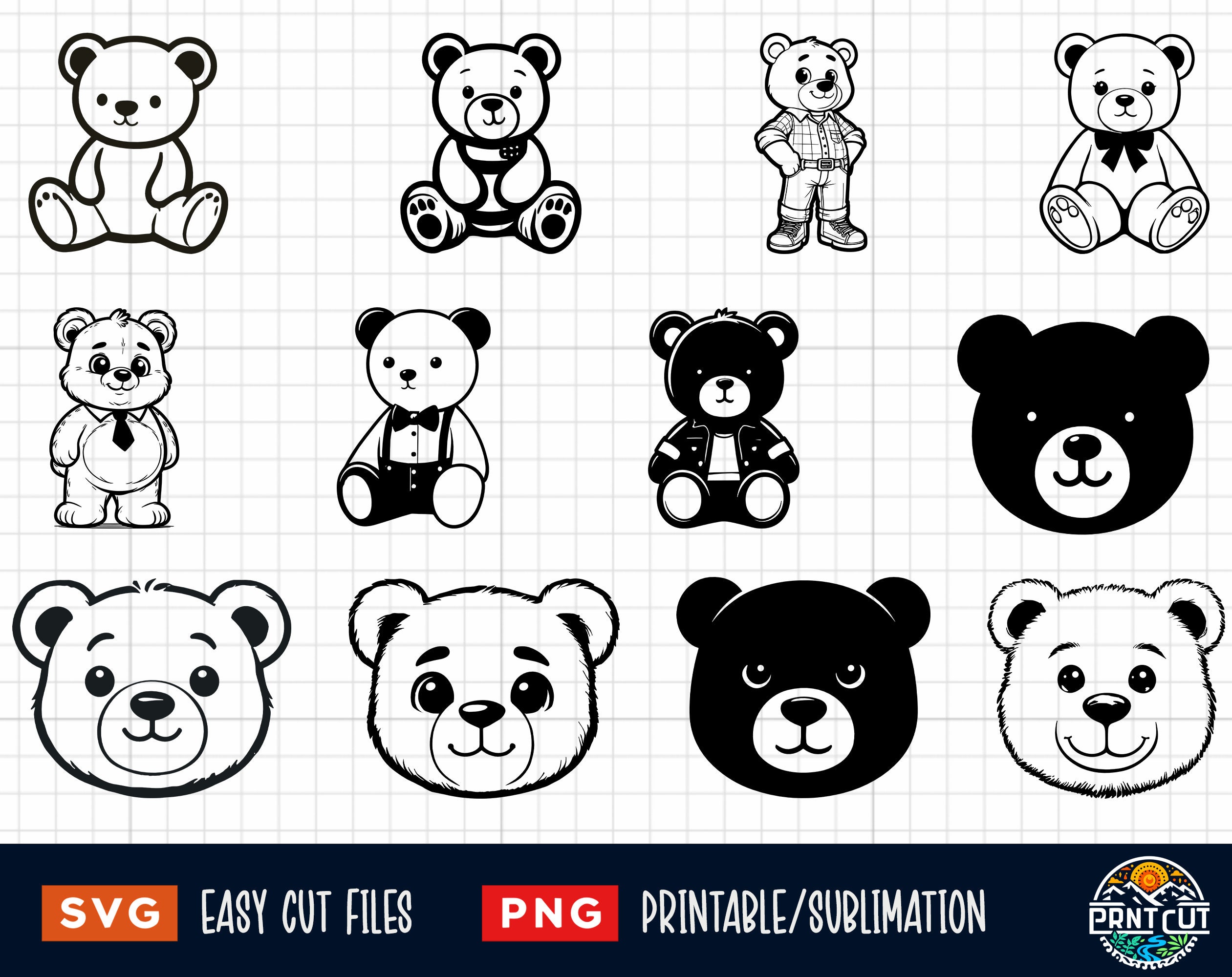 Teddy Bear Svg, Teddy Bear Png Clipart, Teddy Bear Head Cricut, Cute ...