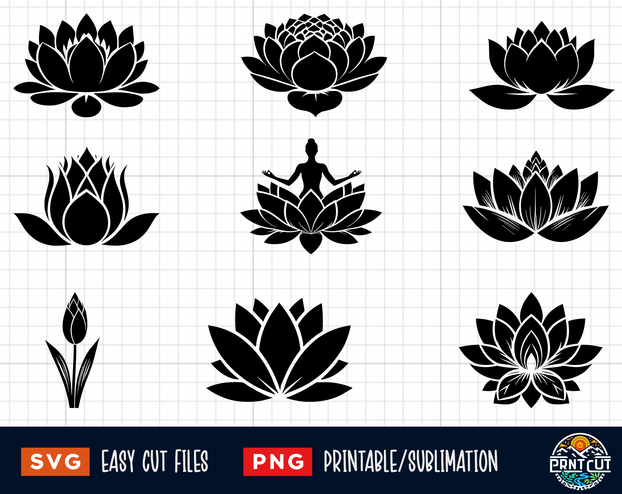 30 Lotus Svg Bundle, Lotus Svg, Lotus Png, Lotus Flower Svg Png, Lotus ...