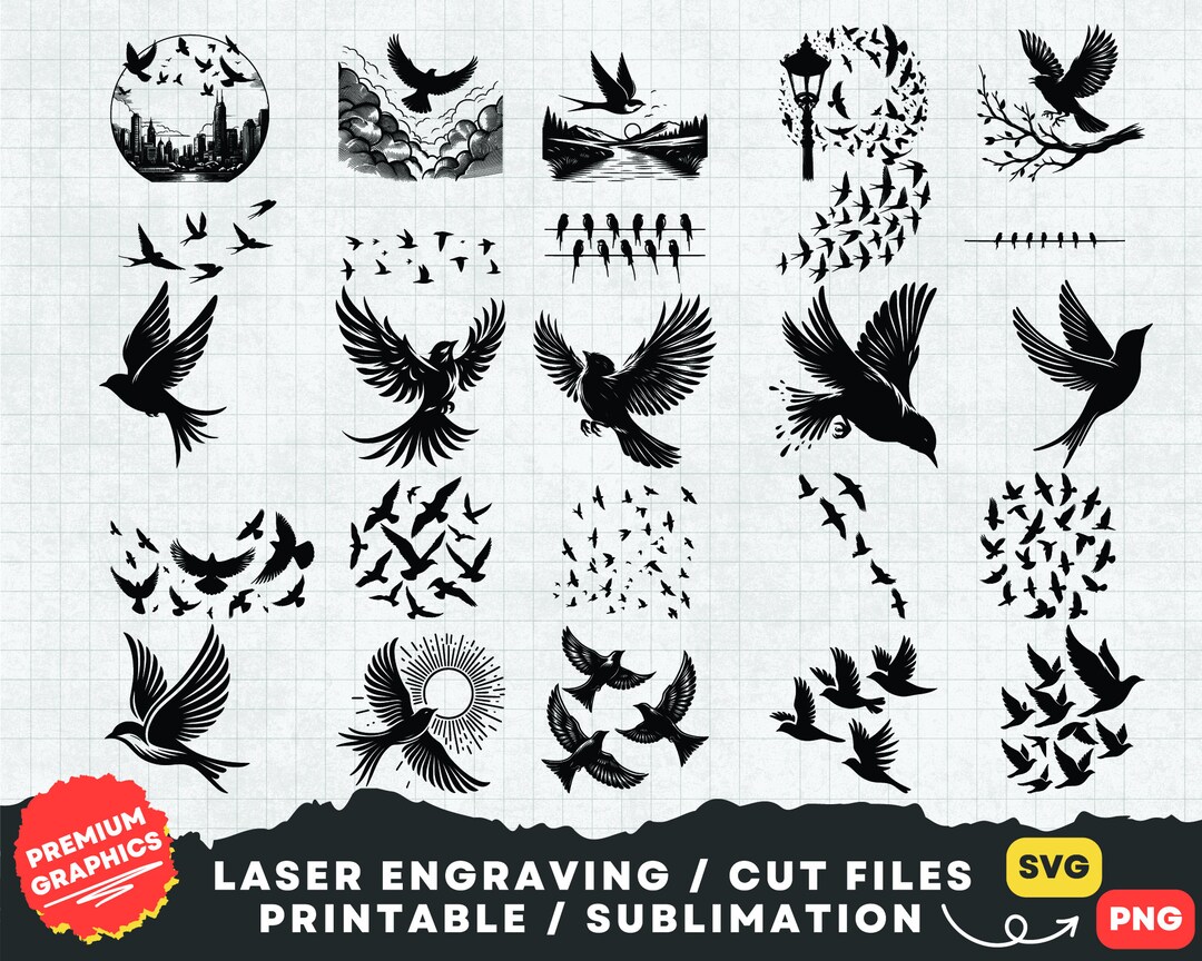 Flying Birds Svg, Birds Svg, Bird on Branch Svg, Flying Birds Clipart ...