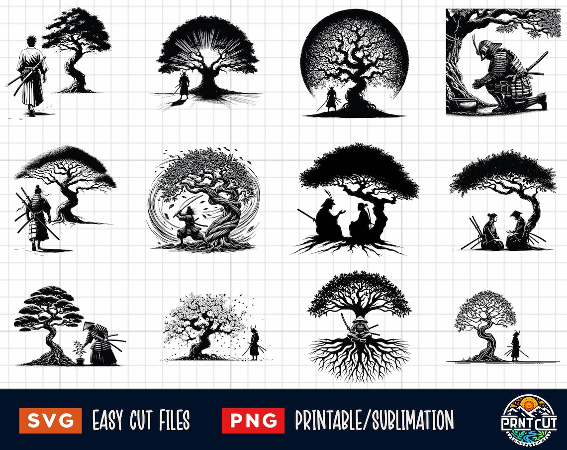 25 Samurai Tree of Life SVG PNG Bundle, Laser Cut Tree of Life Svg ...