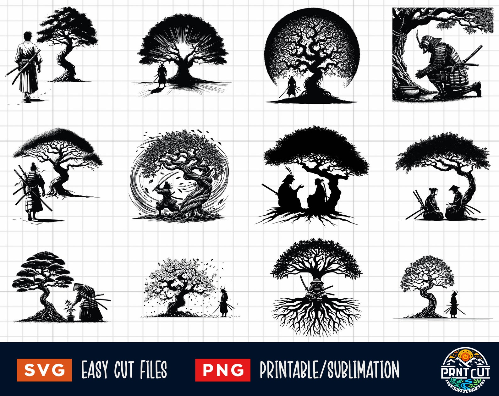 25 Samurai Tree of Life SVG PNG Bundle, Laser Cut Tree of Life Svg ...