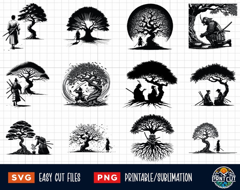 25 Samurai Tree of Life SVG PNG Bundle, Laser Cut Tree of Life Svg ...
